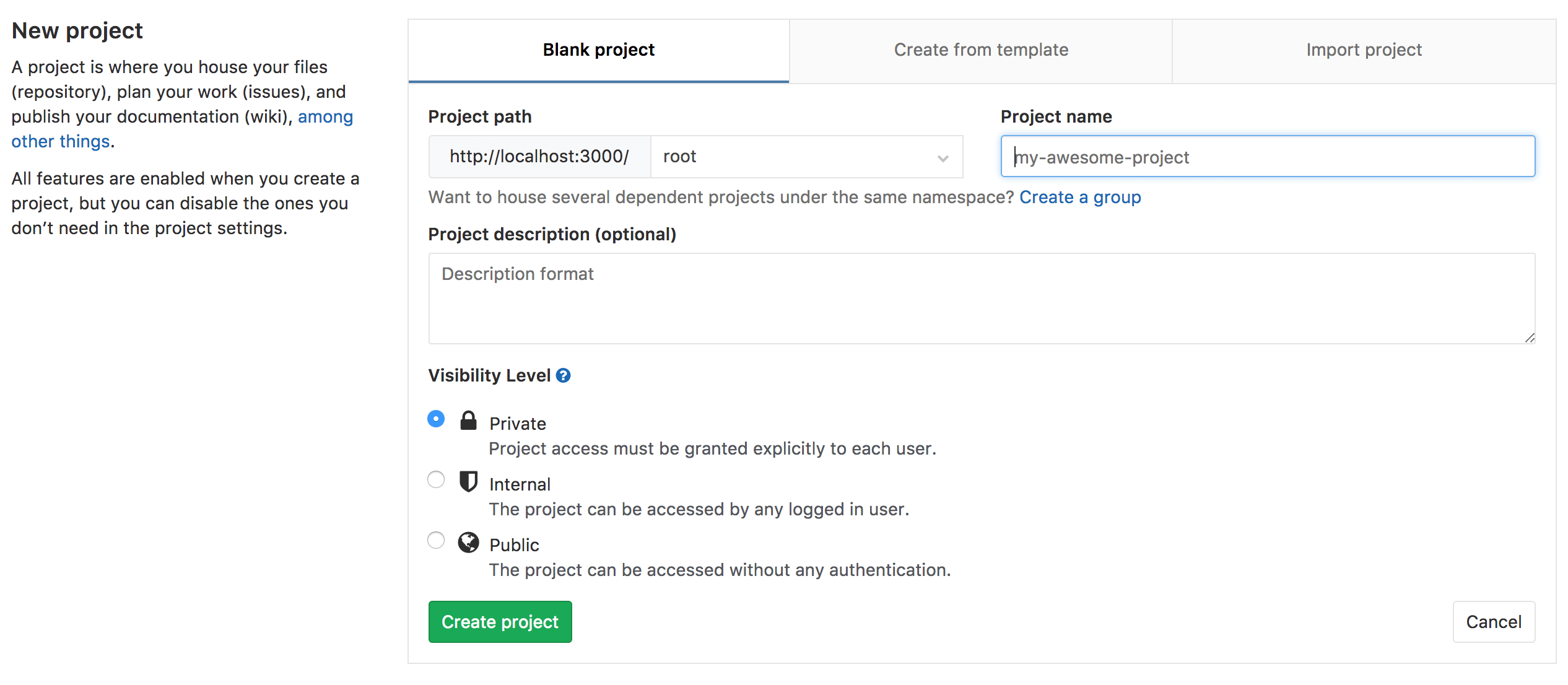Create-project · Gitlab-basics · Help · GitLab