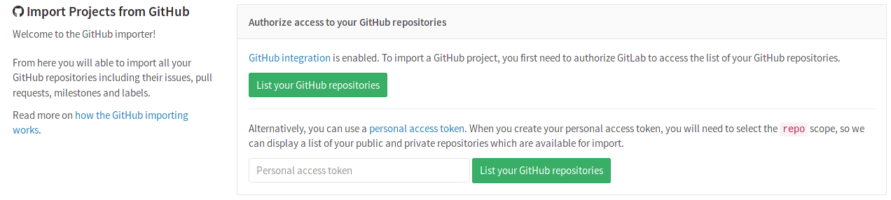 Github · Import · Project · User · Help · GitLab