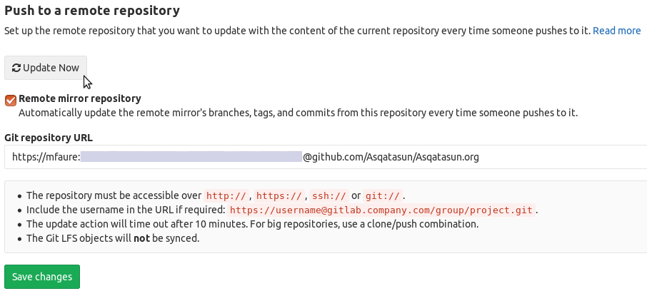 Repository mirroring · Workflow · Help · GitLab